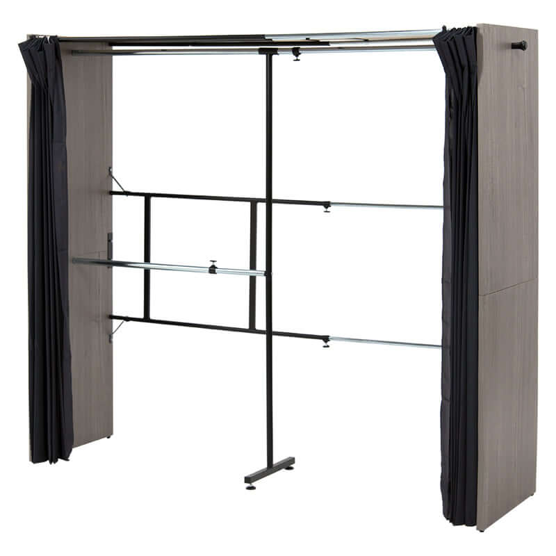 クローゼット 伸縮 奥行55cm 幅180 190 カーテン 棚 2段 - flatoo（フラトゥー）コンパクト商品専門店