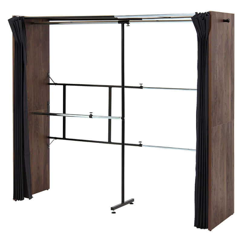 クローゼット 伸縮 奥行55cm 幅180 190 カーテン 棚 2段 - flatoo（フラトゥー）コンパクト商品専門店